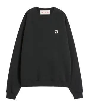 Valentino Garavani Crewneck Sweatshirt With Logo Embroidery - Black