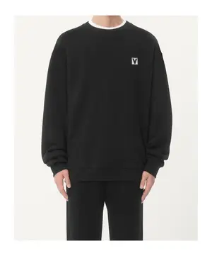 Valentino Garavani Crewneck Sweatshirt With Logo Embroidery - Black