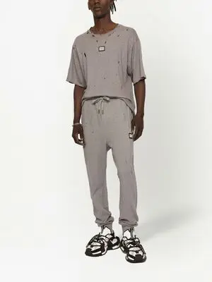 Dolce & Gabbana Distressed Logo-plaque T-shirt - Gray