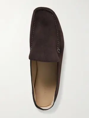 THE ROW Leo Suede Loafers - Chocolate-colored