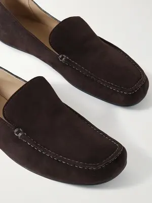 THE ROW Leo Suede Loafers - Chocolate