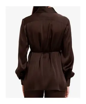 SEMICOUTURE Tie-waist Satin Shirt - Black