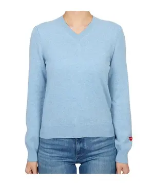 Comme Des Garçons V-neck Long-sleeved Sweater - Blue