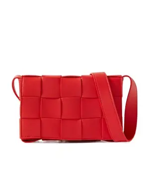 Bottega Veneta Intrecciato Leather Shoulder Bag - Red