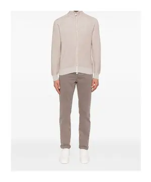 Brunello Cucinelli Ribbed High Neck Zip-up Cardigan
