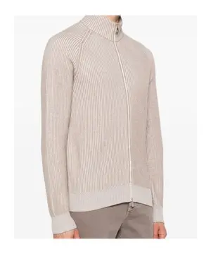 Brunello Cucinelli Ribbed High Neck Zip-up Cardigan