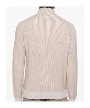 Brunello Cucinelli Ribbed High Neck Zip-up Cardigan