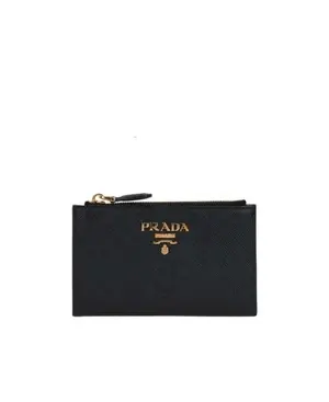 Prada Logo-plaque Leather Wallet - Black