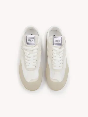 Chloé Kick Lace-up Sneakers With Embossed Logo - Nude