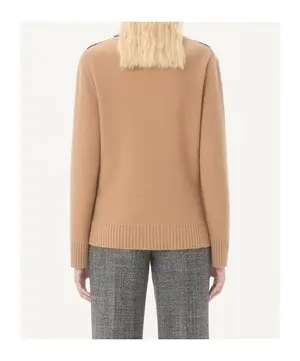 Valentino Garavani Wool Jumper With V-neck And Graphic Print - Nude