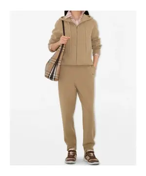 Burberry Knitted Cashmere Blend Jogging Pants With Equestrian Knight Design