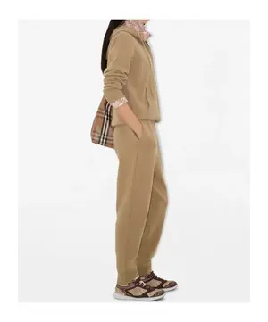 Burberry Knitted Cashmere Blend Jogging Pants With Equestrian Knight Design