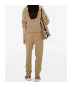 Burberry Knitted Cashmere Blend Jogging Pants With Equestrian Knight Design