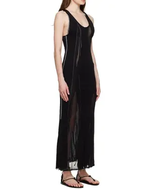 Y/project Sleeveless Maxi Dress With Sheer Panels And Slits - Black