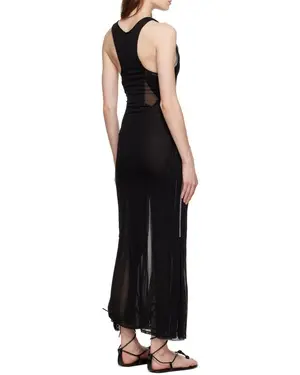 Y/project Sleeveless Maxi Dress With Sheer Panels And Slits - Black