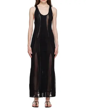 Y/project Sleeveless Maxi Dress With Sheer Panels And Slits - Black