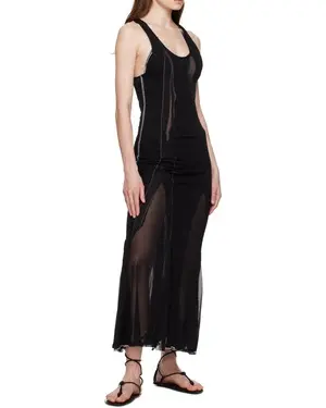 Y/project Sleeveless Maxi Dress With Sheer Panels And Slits - Black