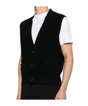 LARDINI Buttoned V-neck Sleeveless Cardigan