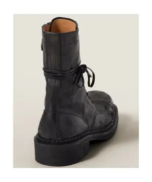 Miu Miu Embossed Logo Lace-up Boots - Black