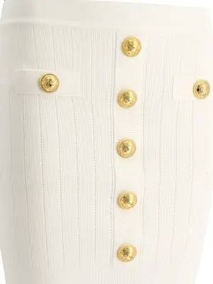 Balmain Button Embellished Knitted Mini Skirt - Nude