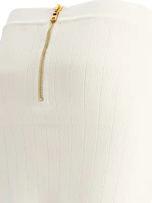 Balmain Button Embellished Knitted Mini Skirt - Nude