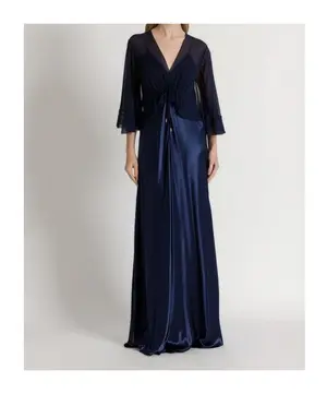 Alberta Ferretti Sheer Cape Long Dress - Blue