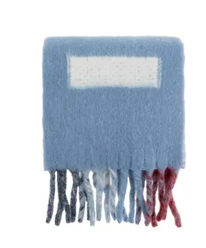 Marni Logo Detailed Fringed Scarf - Blue