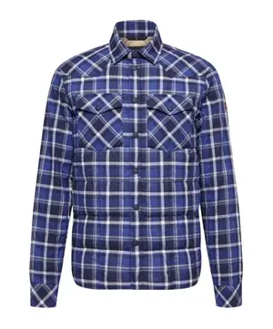 Moncler Quilted Plaid Overshirt - Blue