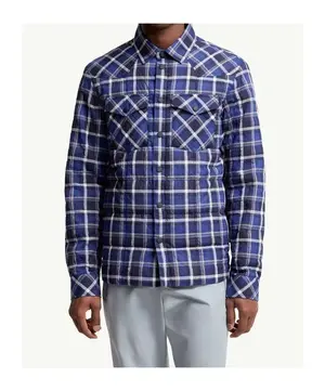 Moncler Quilted Plaid Overshirt - Blue