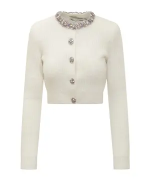 SELF-PORTRAIT Embellished Trim Cardigan - Cream