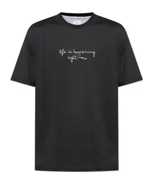 Eleventy Slogan Printed Crewneck T-shirt