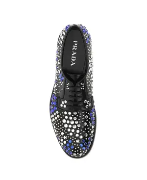 Prada Embellished Leather Derby Shoes