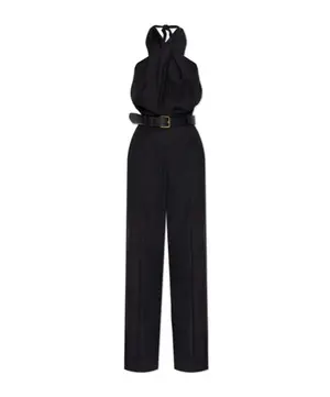 Moschino Halterneck Belted Jumpsuit With Wide Legs - Black