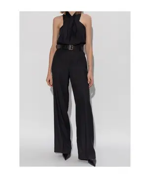 Moschino Halterneck Belted Jumpsuit With Wide Legs