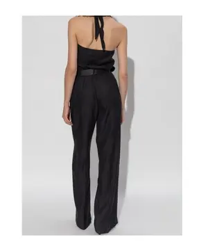 Moschino Halterneck Belted Jumpsuit With Wide Legs