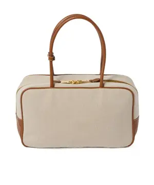 Miu Miu Beau Canvas And Leather Bag - Nude