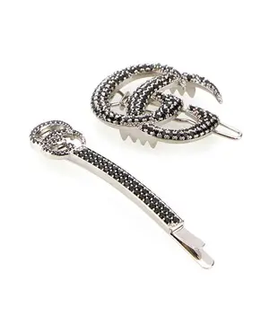 Gucci Double G Crystal Hair Clip Set