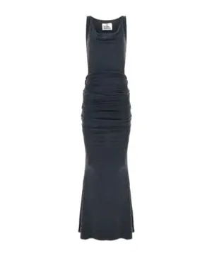 VIVIENNE WESTWOOD Scoop Neck Ruched Maxi Dress - Black