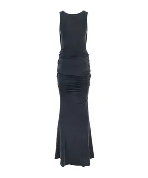 VIVIENNE WESTWOOD Scoop Neck Ruched Maxi Dress - Black