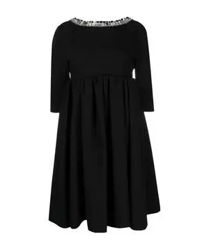 Prada Embellished Collar Babydoll Dress - Black