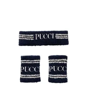 Emilio Pucci Logo-embroidered Cotton Headband And Sweatbands Set - Black