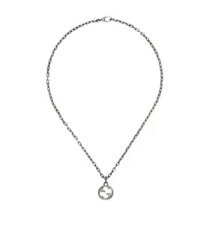 Gucci Sterling Silver Interlocking Pendant Necklace - Gray