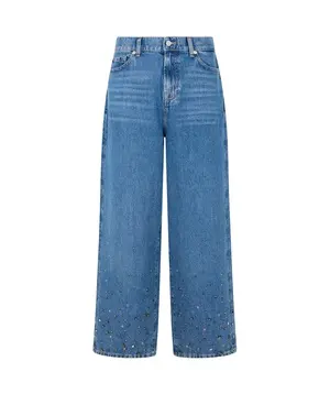 7 For All Mankind Tailorless Rhinestone Wide-leg Jeans