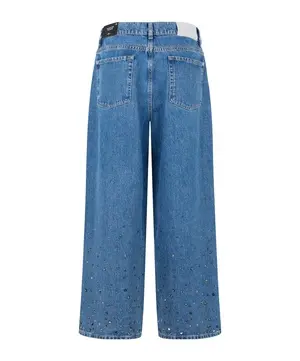 7 For All Mankind Tailorless Rhinestone Wide-leg Jeans