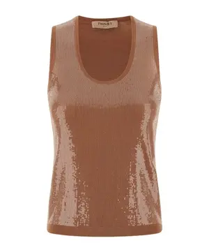 TWINSET Sequined Ribbed Knitted Top