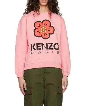 Kenzo Logo Printed Crewneck Sweatshirt - Pink