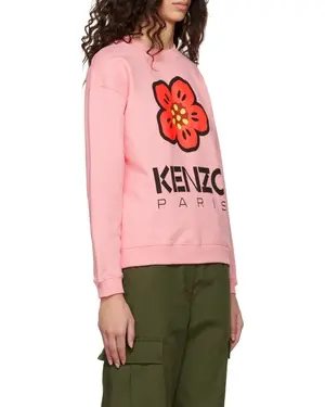 Kenzo Logo Printed Crewneck Sweatshirt - Pink
