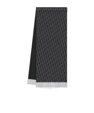 Dior Fringed Edge Scarf - Black, Dark Grey