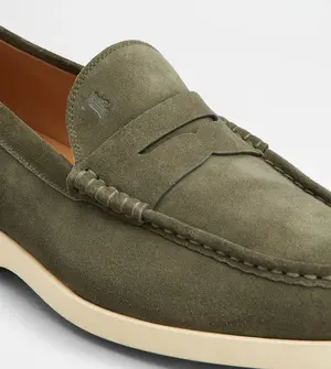 TOD'S Suede Penny Loafers - Green