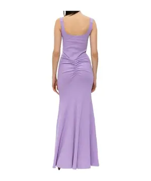Versace Ruched Buckle-strap Maxi Dress